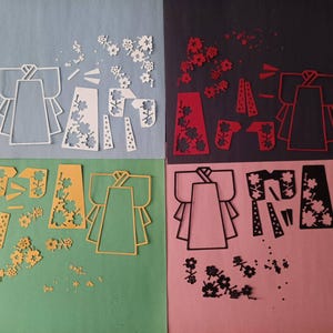 Japanese, Chinese Paper Dolls, 4 Die Cut Geisha Girls, Yuzen, Origami ...