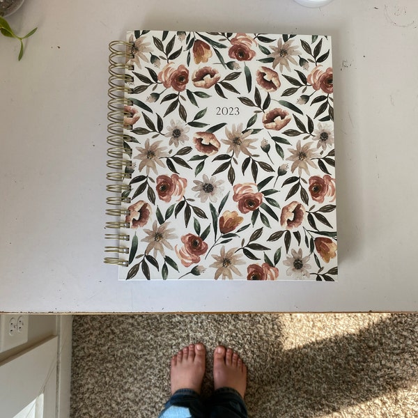 Muted Floral Spiral Notebook, Hardcover Lined Journal, Spiral Bound ...