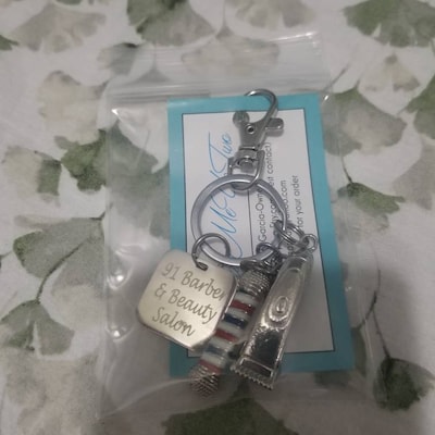 Barber Shop Pole Key Chain With Barber Chair Personalized-barber ...