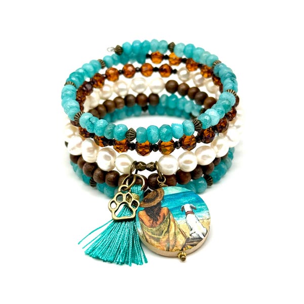 PAPER Dolls/price per Bead/unique Decoupaged Bracelet & Necklace Bead ...