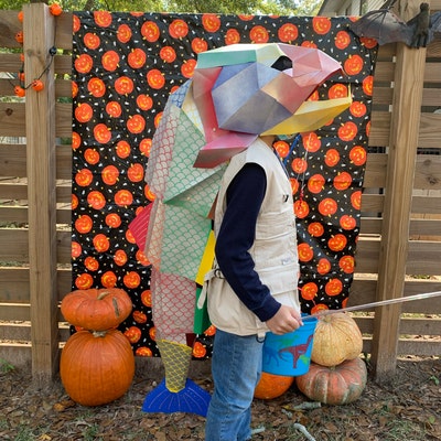 Fish Papercraft Mask Template, Low Poly Paper Mask, Unique Halloween ...