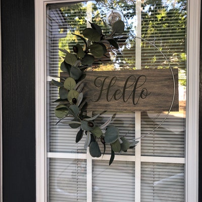 Double Wood Welcome Front Door Wreath/ Wood Bead Modern - Etsy