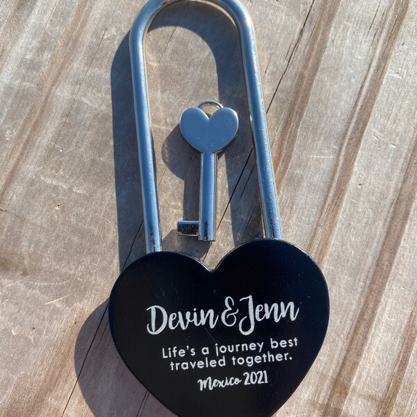 Engraved Heart Love Lock With Key - Travel Bridge Love Locks, Custom ...