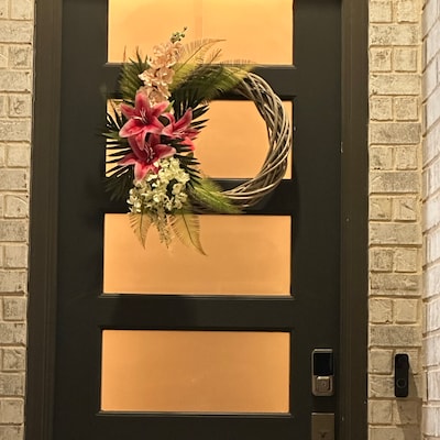 Tan Maple Leaf Pampas Grass Wreath for Front Door Neutral - Etsy