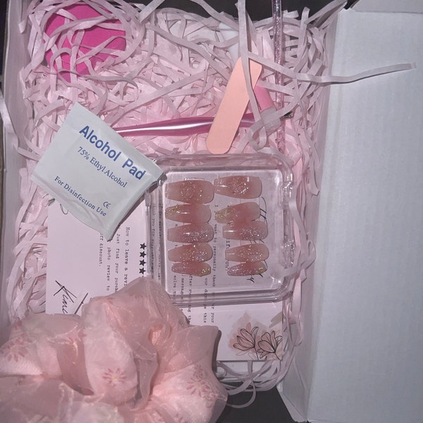 Elegant Clear Rose Glitter Press on Nails | Premium Nails | Gorgeous ...