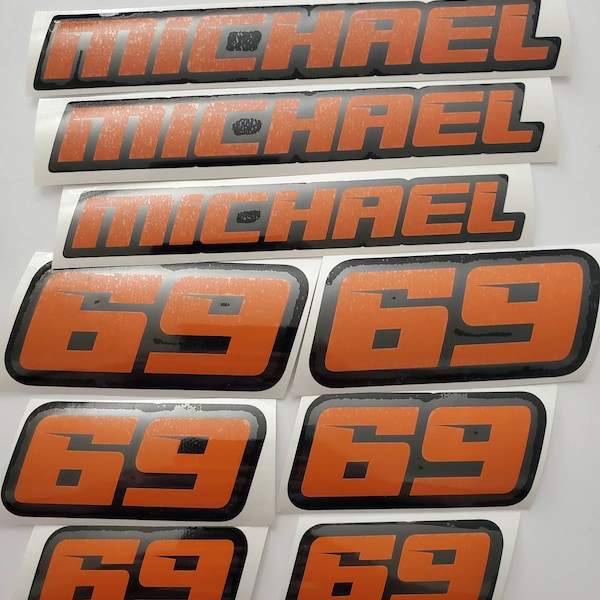 Custom Name and Number Vinyl Decals in Two Colors for Motocross and ...