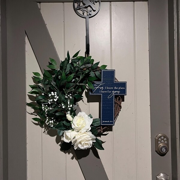 Bible Verse on Cross Sign Wreath Everyday Christian Scripture Decor ...