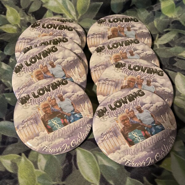 Purple Glam Heaven Gate in Loving Memory Template Memorial Button Pin ...