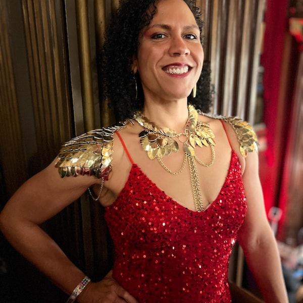 Gold Brass Long Halter Chainmail Harness Warrior Queen Festival Top - Etsy