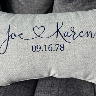 EMBROIDERED PILLOW With Names, Couples Name Pillow, Custom Name Pillow ...