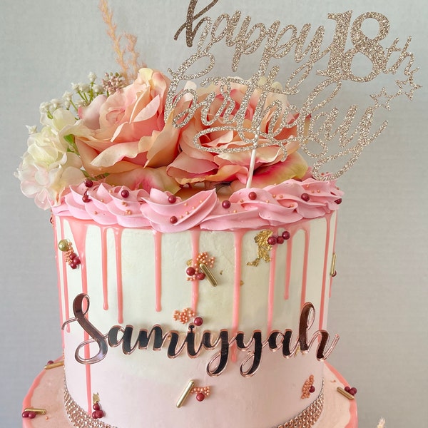 Cursive - Acrylic Custom Cake Name Tags, Cake Charms, Place Cards for ...