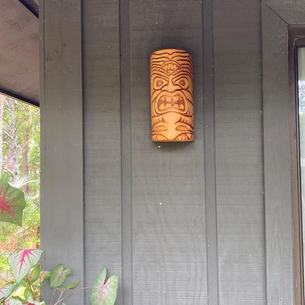 Tiki Mask Wall Sconce up Down Wall Light Polynesian Outdoor Lighting ...