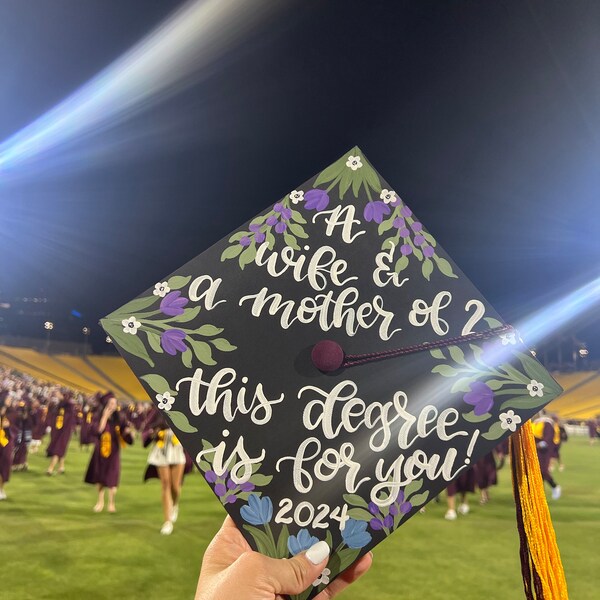 Hand Painted, Hand Lettered Custom Graduation Cap TOPPER - Painted ...