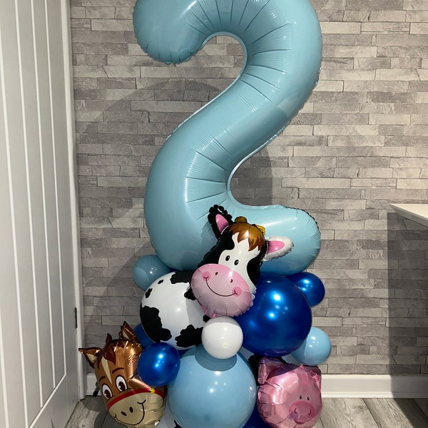 DIY Blue Farm Balloon Sculpture, 1.4m/55in, Boy's Farm Animal Balloon ...