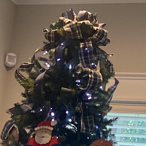 Pink Christmas Tree Topper, Rose Gold, Mauve, Gold, Glitter Stripes ...