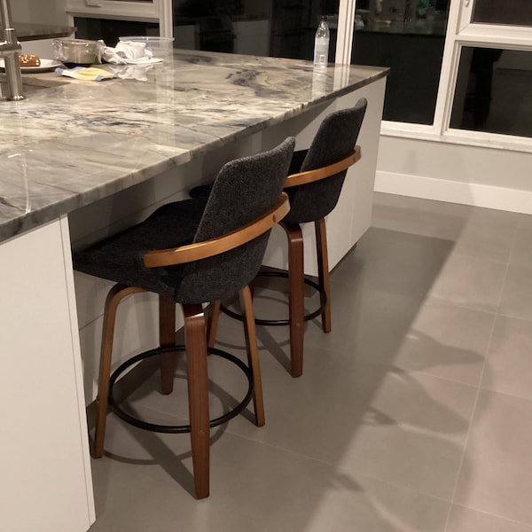 Set of 2 Counter Height Bar Stools, 180 Swivel Suede Fabric 26" Chairs ...