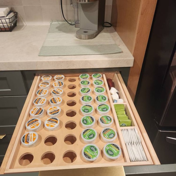Keurig Cup or K Cup Drawer Organizer - Solid Maple - Custom Fit to Your ...