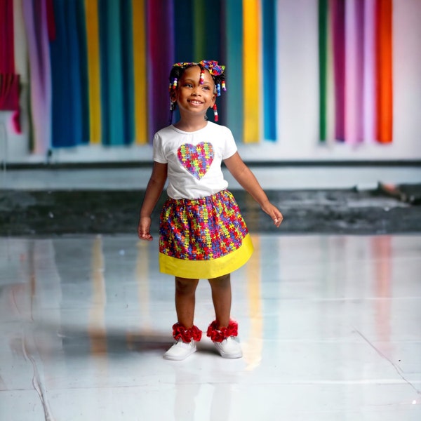 Autism Awareness Outfit: Puzzle Print Skirt & Applique Shirt - Etsy