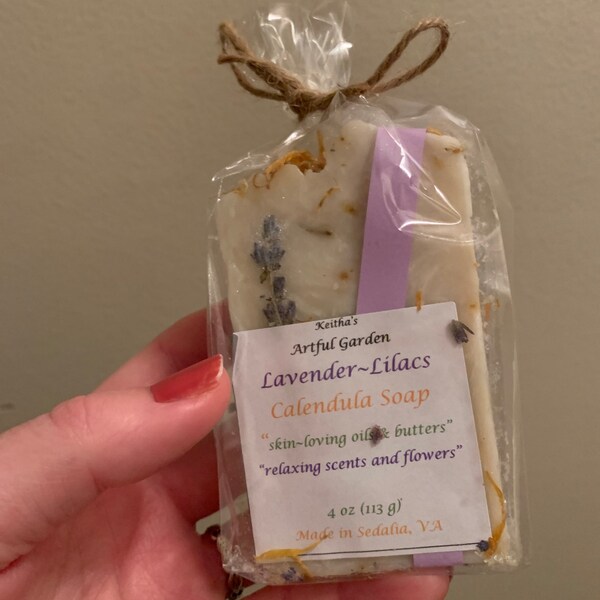 Lavender Lilac Calendula Soap, (types of Lavender Spikes May Vary). 4 ...