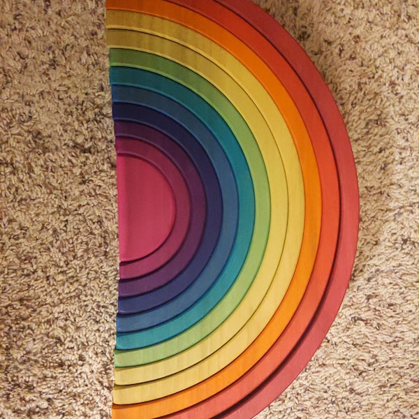 Rainbow Stacker Puzzle With Semi Circles Set, Rainbow Puzzle ...