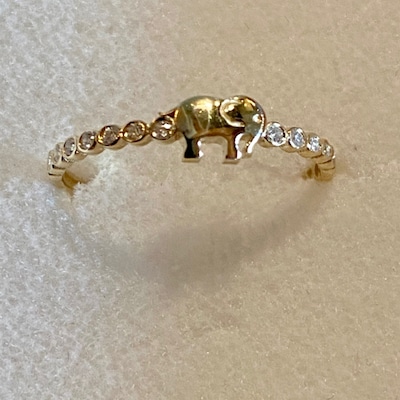 14K 18K Gold Diamond Elephant Ring/handmade Gold Diamond - Etsy