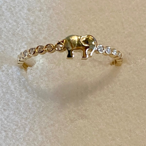 14K 18K Gold Diamond Elephant Ring/handmade Gold Diamond Elephant Ring ...