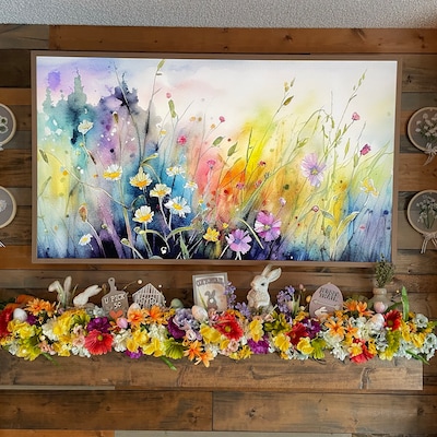 Spring Frame TV Art Instant Download Wildflower Floral Embroidery ...