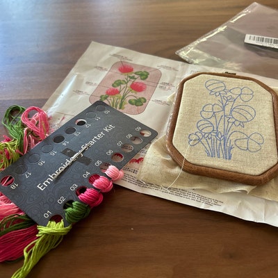Diy Embroidery Kit Girl Flower Pattern, Little Girl Embroidery Kit ...