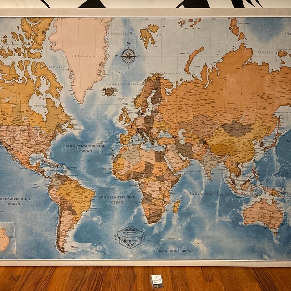 Personalized World Map - Push Pin Map - Pinboard Cork - Canvas Print ...