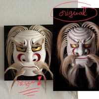 Great Devil God Japanese Noh Mask -- Daikijin Hand Carved Hand Painted ...