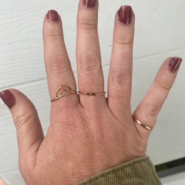 Tiny Initial Ring, Gold Fill or Sterling Silver, Personalizable Letter ...