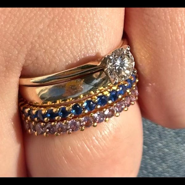 Dainty Birthstone Jewelry Dual Birthstone Ring Skinny Gemstone Stacking ...