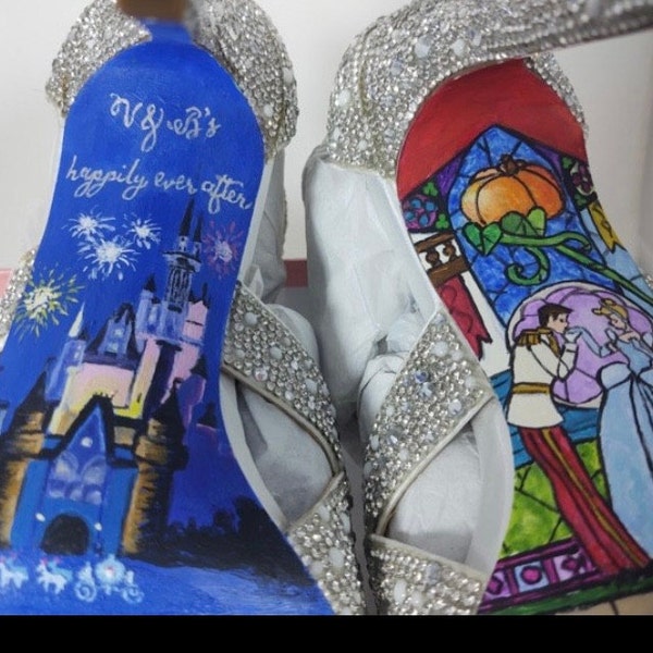 Custom Hand Painted Cinderella Stained Glass Heels - Etsy
