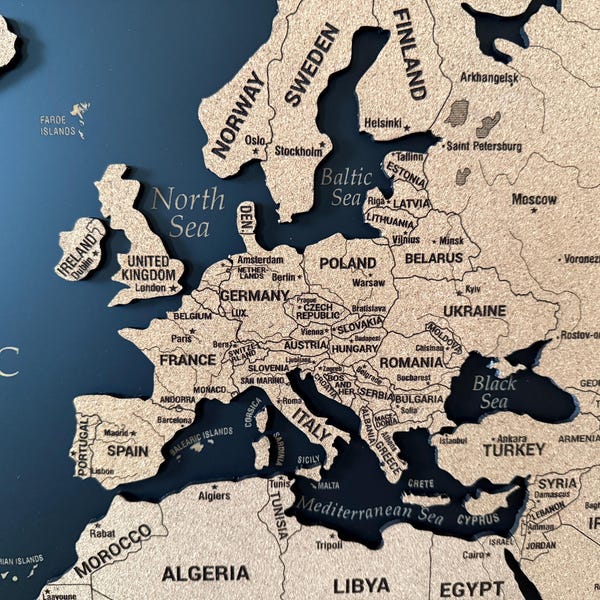 3 Panel World Map Wall Art Above Bed Decor, World Map Push Pin Travel ...