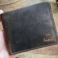 MONOGRAMMED Leather Wallet, Minimalist Mens Wallet, Bifold Wallet ...