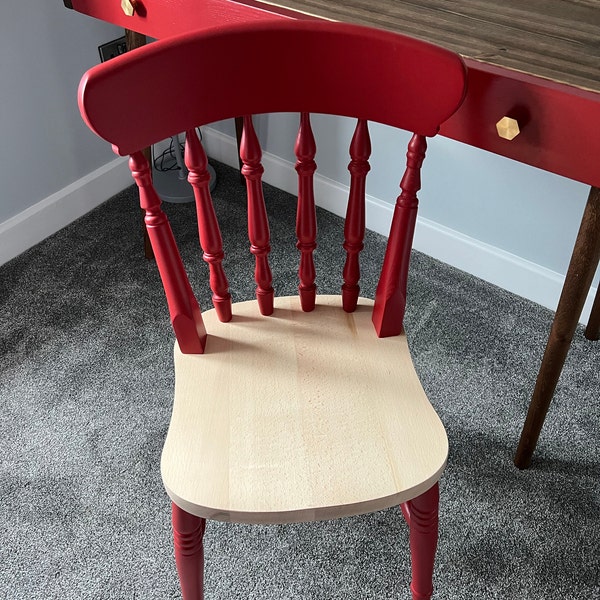 Solid Beech Fiddle Back Farmhouse Kitchen Dining Chairs in Raw, Natural ...