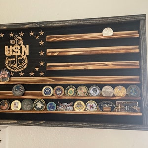 Navy Seabees Challenge Coin Display Rack Holder Rustic | Etsy