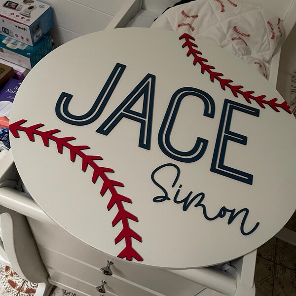 Baseball Nursery Name Sign, Round Name Sign, Sports Nursery, Boy Name ...