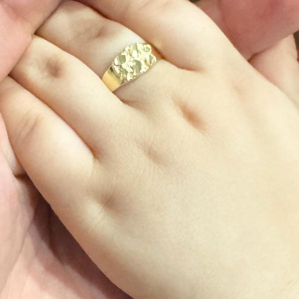 10k & 14k Solid Gold Vintage Nugget Smashing Band Ring Gift for Men ...