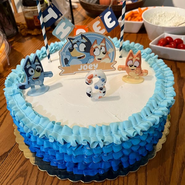 Blue Dog Cake Topper - Blue Dog Bunting Cake Topper - Blue Dog Birthday ...