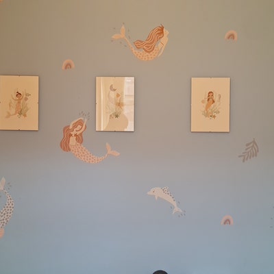 Mermaid Print Set of 3, Mermaid Personalised Bedroom Decor, Ocean ...