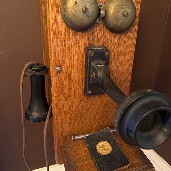 Antique Brown Cloth Covered Telephone RECEIVER CORD 35 Inches Old ...