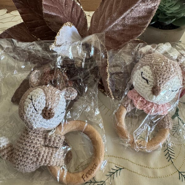 Personalized Crochet Rattle, Custom Wooden Baby Rattle, Baby Rattle ...