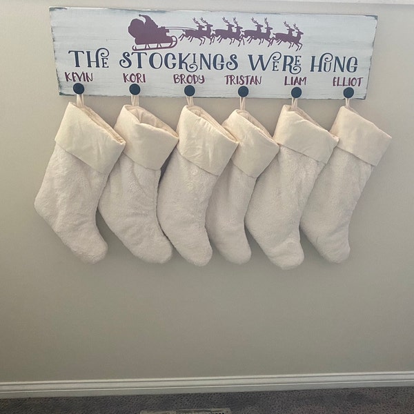 Christmas Stocking Holder Sign Personalized With Names the Stockings ...