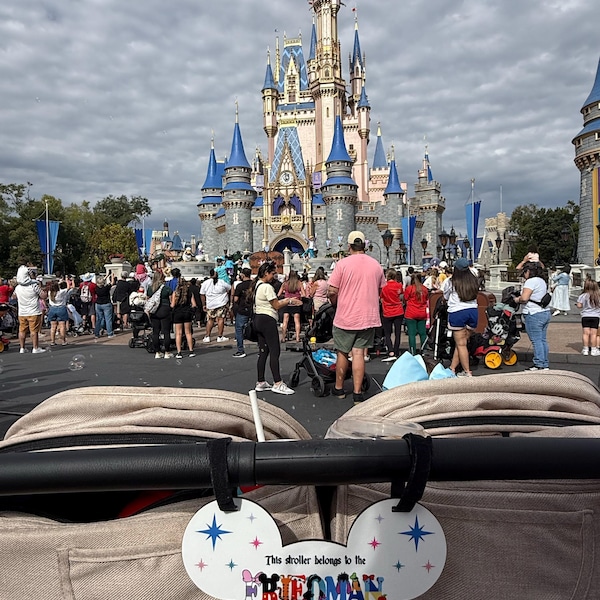 Personalized Stroller Name Tag, Mouse Ears Sign, Stroller License Plate ...