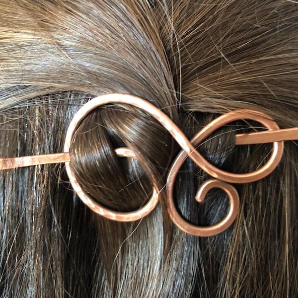 Celtic Spiral Hair Pin in Copper or Brass Barrette Hair Holder - Thin ...