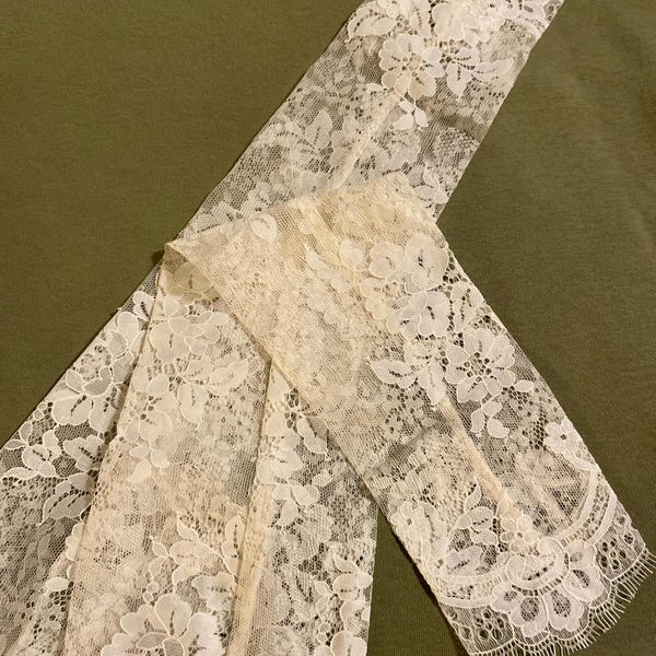 Long Fingerless Lace Gloves, Ivory Wedding Sleeves, Detachable Lace ...