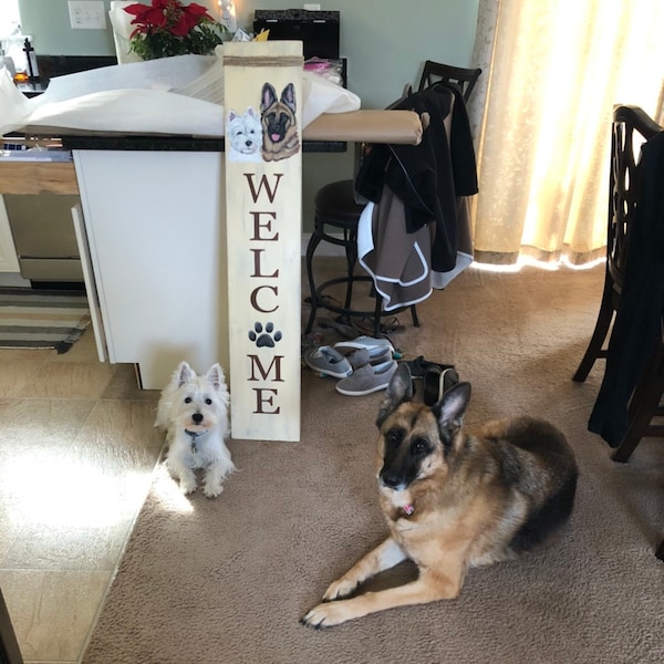 PET WELCOME SIGN, Custom Pet Sign, Dog Sign, Cat Sign, Vertical Front ...