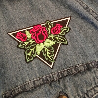 Red Rose Embroidered Patch, Iron on Patches for Jackets Rose Bud Flower ...