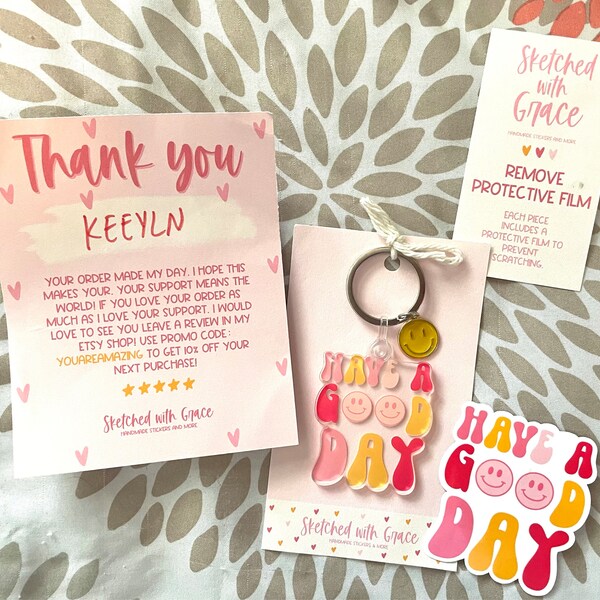 Have A Good Day Smiley Face Acrylic Keychain + Smiley Face Keychain ...